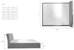 Postel Milano 200x200 + dřevěný rám Materiál / Dekor: Jasmine 96