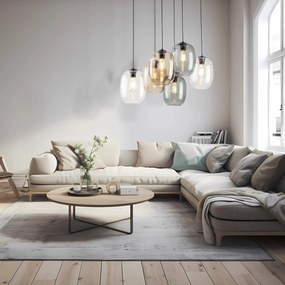 TK Lighting Černý závěsný lustr Elio pro žárovku 6x E27 TK5974