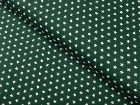 Biante Bavlněný běhoun na stůl Sandra SA-350 Bílé hvězdičky na tmavě zeleném 35x140 cm