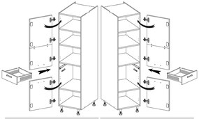 CREATIVA se | vysoká skříňka CRE-19D potravinová | 40 cm | VÝBĚR KORPUSU a KOVÁNÍ | šedá lesk