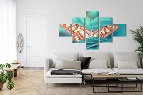 Vícedílný obraz Motýl Na Listu V Makro Měřítku Nedostatek Nedostatek Plátno Canvas 150x90