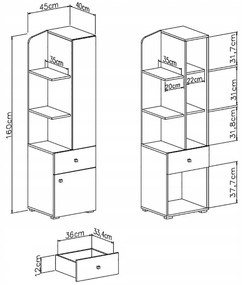 DELTA | regál DL7 | 45 cm | dub/antracit