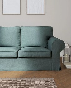 Potah na pohovku IKEA  Ektorp 3-místná, rozkládací STARÝ MODEL PIXBO barva modrá látka pletený vzor