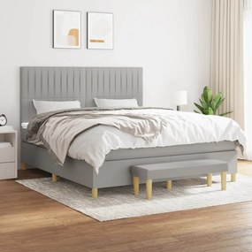 Box spring postel s matrací světle šedá 180 x 200 cm textil 3137333