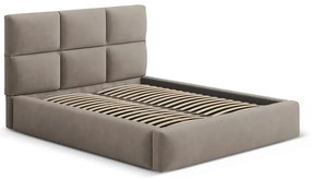 Světle hnědá čalouněná dvoulůžková postel s úložným prostorem s roštem 160x200 cm Libera – Windsor &amp; Co Sofas