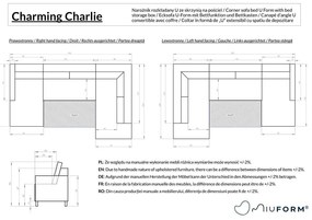 Tmavě šedá rozkládací rohová pohovka (pravý roh/do "U") Charming Charlie – Miuform