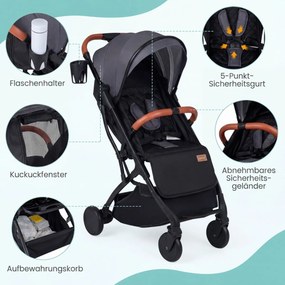Costway Skládací kočárek s pláštěnkou a nastavitelnou opěrkou zad a nohou