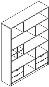 Regál/knihovna Sten 2, bílý/šedý beton