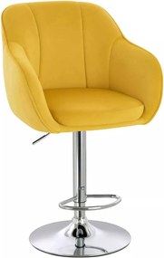 LuxuryForm DESIGN Barová židle AVOLA VELUR na stříbrné kulaté podstavě - žlutá