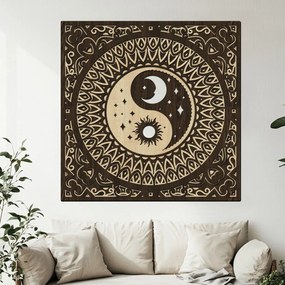 dřevo života Dřevěná 5 vrstvá mandala YING YANG Zvolte rozměr (cm): 60, Zvolte barevný dekor: wenge-javor