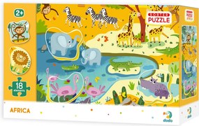 Puzzle dodo puzzle s tříděním obrázků afrika 18 dílků