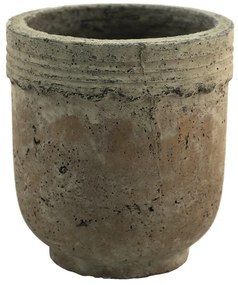 Béžovo-hnědý cementový květináč s patinou Mosse - Ø 19*20 cm