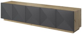 TV stolek Asha 200 cm - dub artisan / rivier stone mat