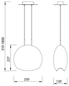 Mantra 6186 Lens medium závěsné svítidlo z grafitového skla,1x40W E14 , šířka 25cm