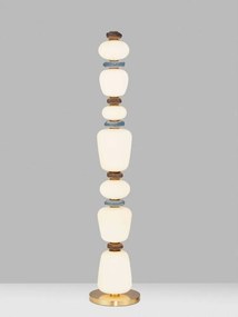 Bílá/ve zlaté barvě kovová LED stmívatelná stojací lampa s porcelánovým stínidlem/se skleněným stínidlem (výška 130,5 cm) Palo – Nova Luce