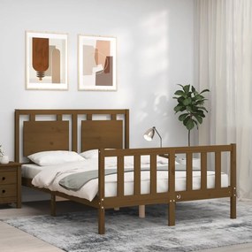 Rám postele s čelem medově hnědý 120 x 200 cm masivní dřevo,  3192164 HangarStore.cz