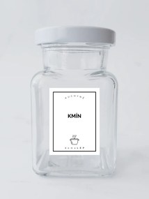 Samolepka na kořenky KMÍN bílá 3 × 4 cm tučné písmo