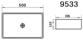 Erga Emiliana, umyvadlo na desku 500x335x110 mm, bílá lesklá, ERG-V03-9533-WH