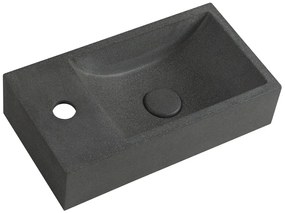 Sapho CREST L betonové umývátko, nástěnné, včetně výpusti, 40x22cm, černý granit - AR403