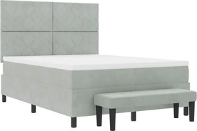Postel s boxspringem s čelo Světle šedá 190 x 140 cm samet 3344576