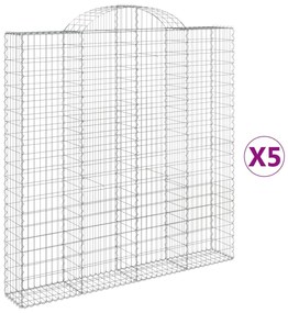 vidaXL Klenuté gabionové koše 5 ks 200x30x200/220cm pozinkované železo