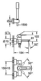 Grohe Lineare 33850001 Páková nástěnná vanová baterie, chrom