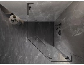 Mexen Lunar, L pravý výklopný pětiúhelníkový sprchový kout 80x100 cm průhledný, profil grafit broušený, 831L-080P-100L-66-00-P