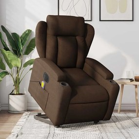 Elektrické zvedací masážní polohovací křeslo hnědé textil 3204522
