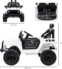 HOMCOM Dětské Elektrické Auto pro Děti od 3 Let - Všestranný Buggy s 12V Baterií, 2 Motory, Dálkovým Ovladačem 2.4G, Světlomety, Klakson, Nastaviteln…
