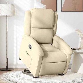 Zvedací polohovací křeslo krémové textil 3204173