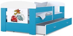 Dětská postel 180 x 80 cm FILIP MODRÁ vzor AUTA Rozměry postele: 180x80 cm