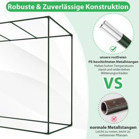 Costway Skleník s rolovacími dveřmi a 2 síťovanými okny fóliový skleník, zelený
