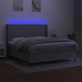 Box spring postel s matrací a LED světle šedá 160x200 cm textil 3138165