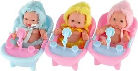 TEDDIES Panenka miminko s vaničkou / Měkké tělo / 12 cm / Kloubová / o