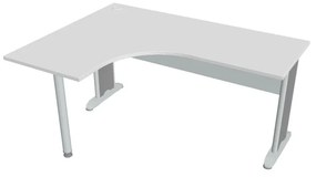 Stůl ergo oblouk pravý 160×120/60 cm - Hobis Cross CE 60 P Dekor stolové desky: bílá, Dekor lamino podnože: šedá, Barva nohou: Stříbrná