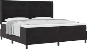 Postel s boxspringem s čelo Černá 200 x 200 cm samet 3342028