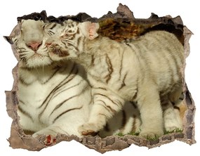 Wallmuralia Díra 3D fototapeta nálepka Tygři 95x64 cm