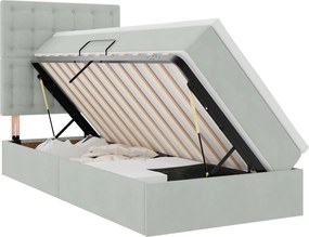 Postel s úložným prostorem a matrací Světle šedá 100 x 200 cm 3372129