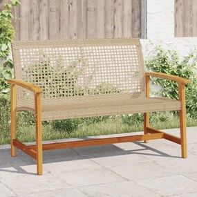 Zahradní lavice béžová 112 cm polyratan a akáciové dřevo
