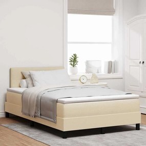 Postel s boxspringem s čelo Krémová 120 x 190 cm textil 3338676