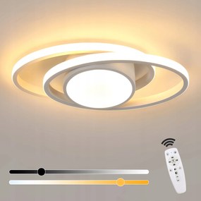 Lampa Sufitowa Led Plafon Wiszaca Biala Ściemnialna Pilot 40W Do Salonu