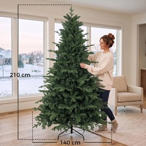 HOMCOM umělý vánoční stromek 210 cm, 2080 větviček, zelený