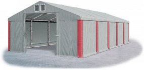 Garážový stan 5x8x2,5m střecha PVC 560g/m2 boky PVC 500g/m2 konstrukce ZIMA Šedá Šedá Červené