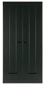 Černá šatní skříň z borovicového dřeva 94x195 cm Connect - WOOOD