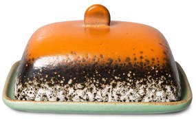 HK living Keramická máslenka 70's Meteor, oranžová barva, keramika