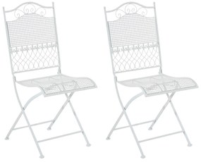 Kovová skladací židle Kiran (SET 2 ks) - Bílá