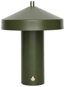 OYOY Stmívatelná stolní LED lampa Hatto Olive, zelená barva, kov