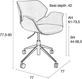 Hnědá kancelářská židle Zuiver Office Chair Nikki