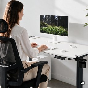 Elektrický stůl s nastavením výšky ergonomický antracitově-bílý, 1600x800 mm: ARIA