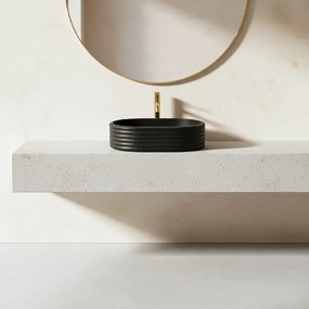 Rea Nicoletta, umyvadlo na desku 500x360x140 mm, imitace kamene-černá, REA-U7345